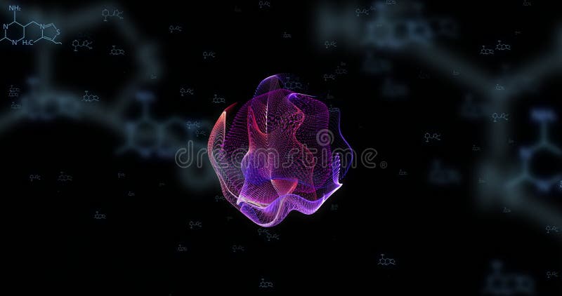 Abstract Image of Glowing, Morphing Shape Over Molecular Structures on ...