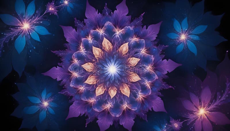 Abstract Image of a Glowing, Purple Mandala with Intricate, Swirling ...