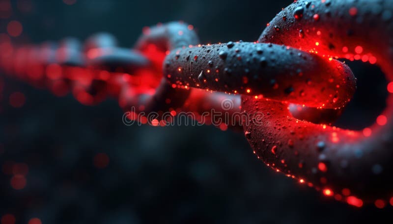 Abstract Image of Glowing Red Chain Link. Dark Background Emphasizes ...