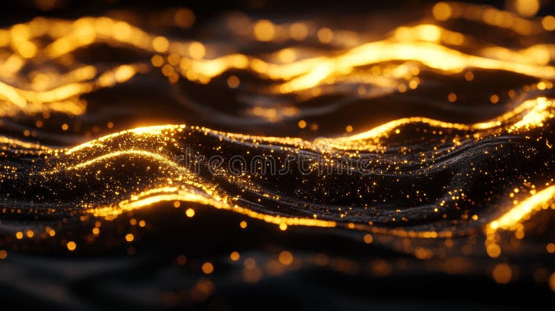Abstract Image of Golden Light Waves Undulating Over a Dark Surface the ...