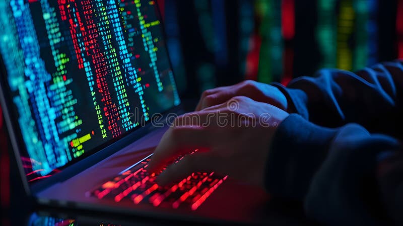 Abstract Image of a Hacker Accessing through a Laptop by Generative AI ...