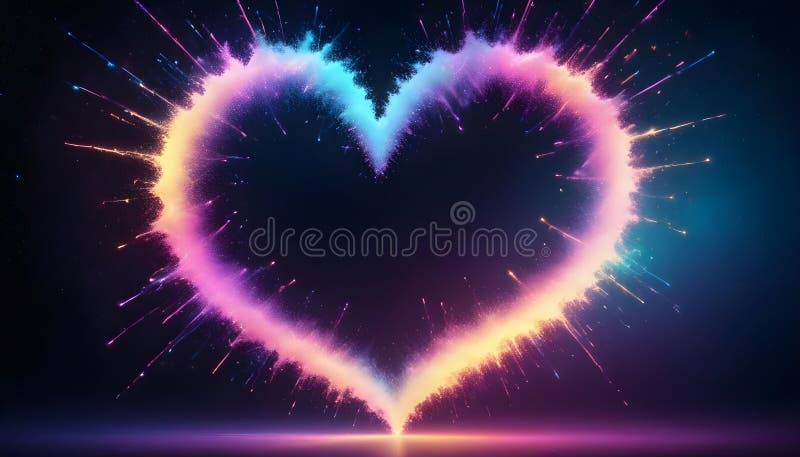 Abstract Image of a Heart Shape Formed by Colorful, Glowing Particles ...