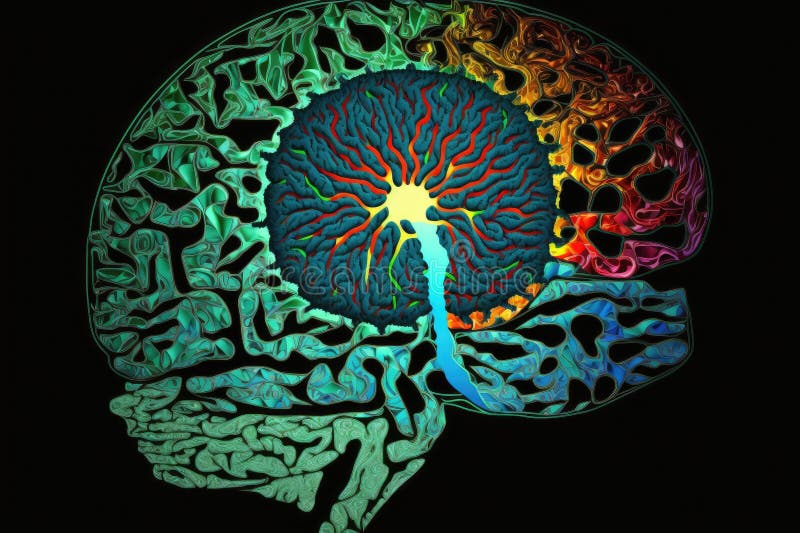 Abstract Image of Human Brain in Form of Circle Worshiping Art of Brain ...