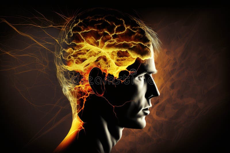 Abstract Image of Human Mind in Thinking on Dark Background Stock Image ...