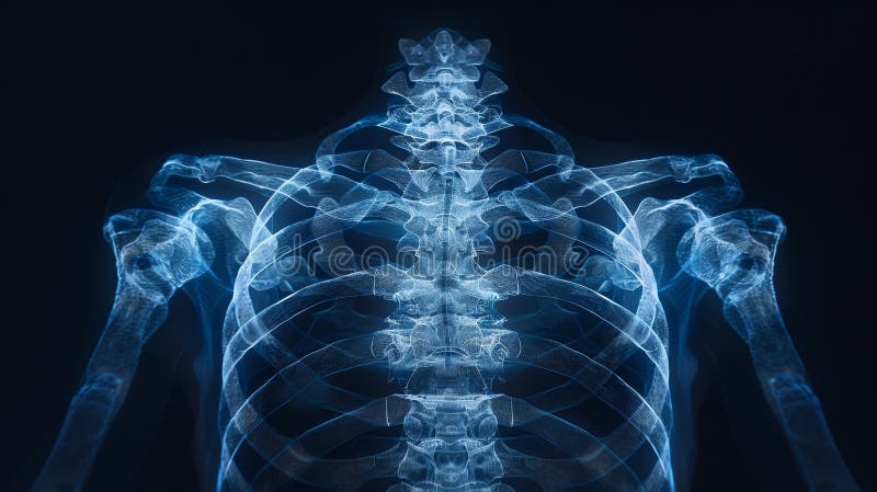 Abstract Image of a Human Skeleton, Ethereal and Glowing with Blue ...