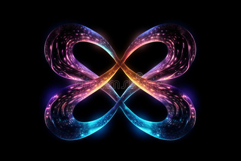 An Abstract Image of an Infinity Symbol on a Black Background Stock ...