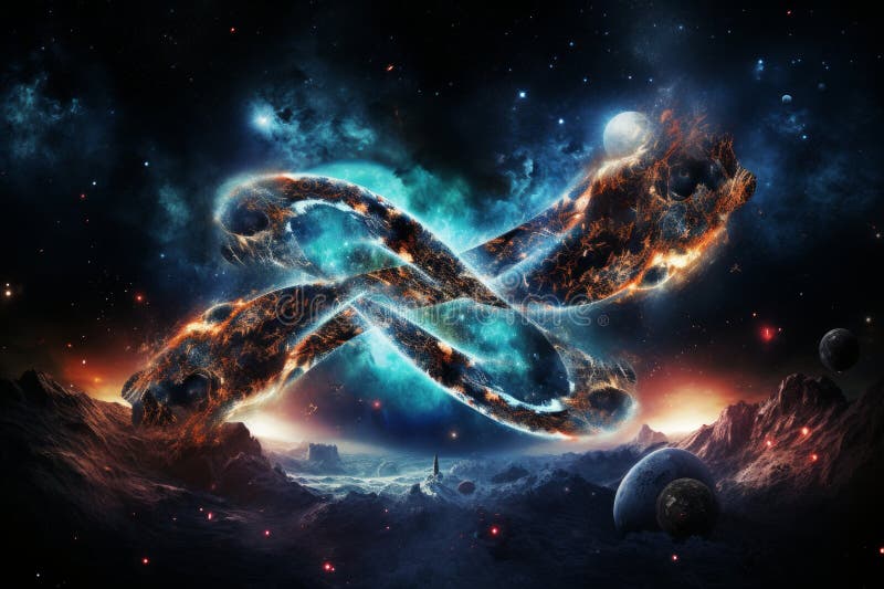 An Abstract Image of an Infinity Symbol with a Planet in the Background ...