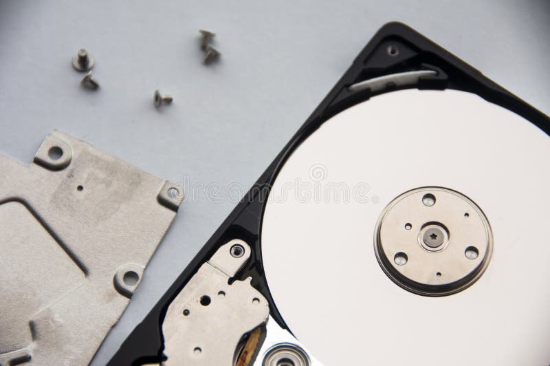 The Abstract Image of Inside of Hard Disk Drive on White Cover ...