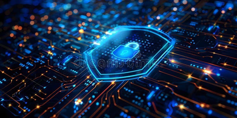 Abstract Image: Interconnected Digital Circuits Creating a Cyber Shield ...