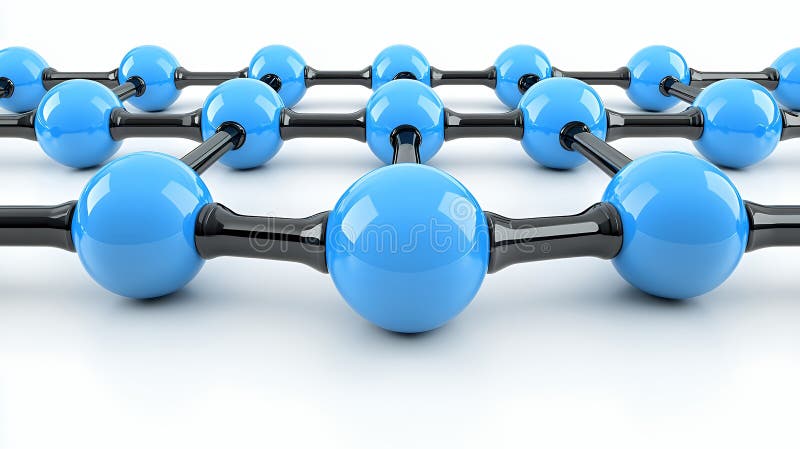 Interconnected Light Blue Spheres on White Background Stock ...