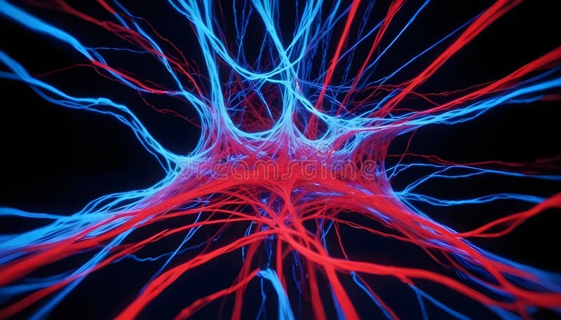 Abstract Image of Interconnected Red and Blue Lines, Resembling a ...
