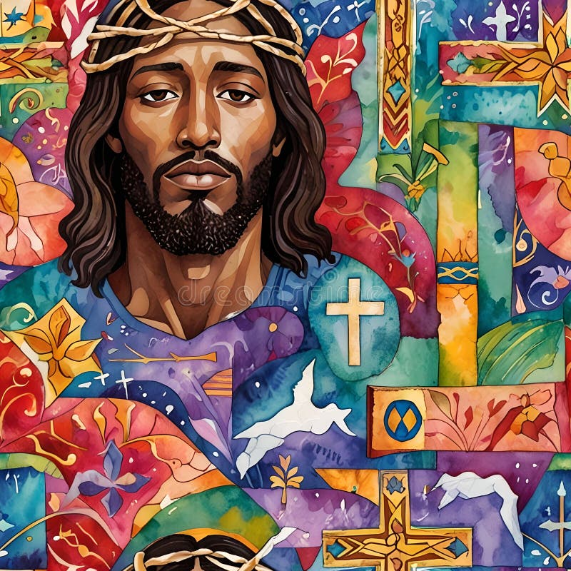 Abstract Image of Jesus Seamless Pattern Stock Illustration ...