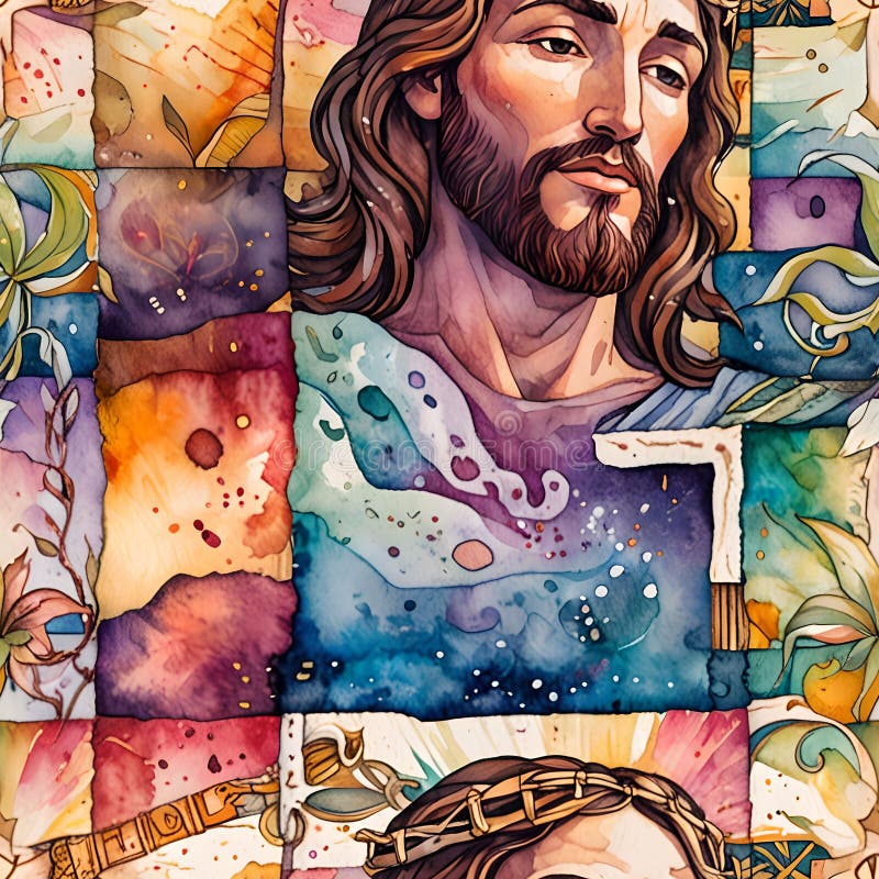 Abstract Image of Jesus Seamless Pattern Stock Illustration ...