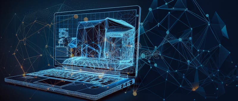 Abstract Image of Laptop in the Form of a Starry Sky or Space ...