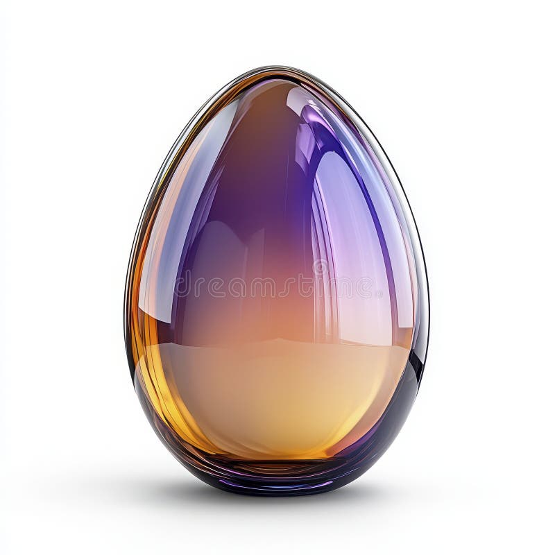Glossy Purple Amber Gradient Egg on White Background Stock Illustration ...