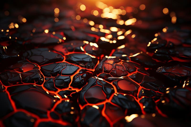 An Abstract Image of Lava and Rocks with the Sun in the Background ...