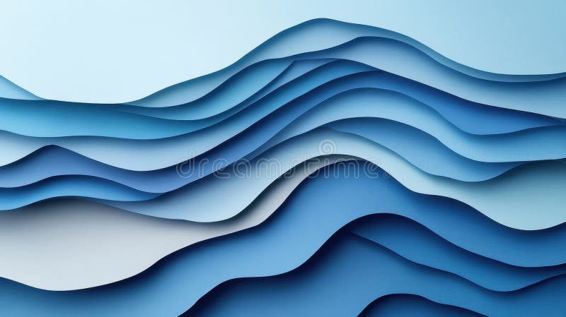 Abstract Layered Blue Paper Waves Texture Background Stock Illustration ...