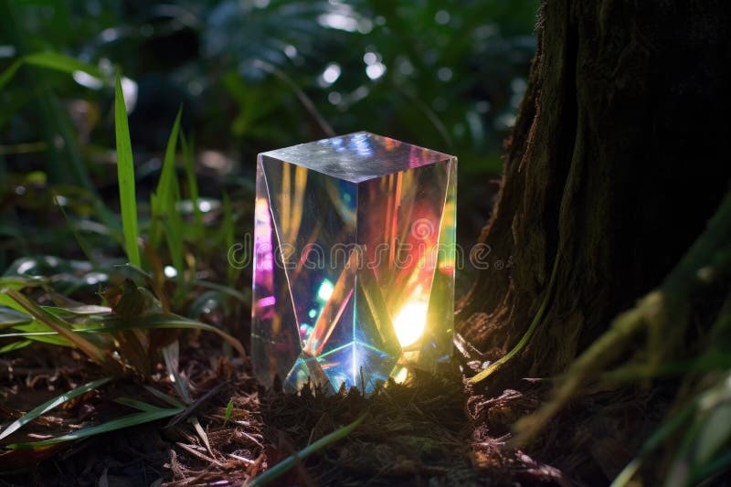 Abstract Image of Light Refraction through Glass Prism in Nature Stock ...