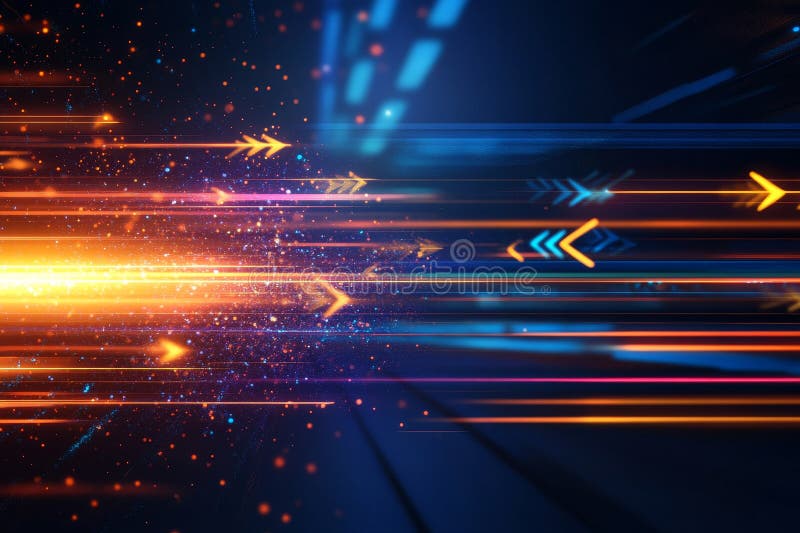 Abstract Image of Light Streaks and Arrows Representing Speed Movement ...