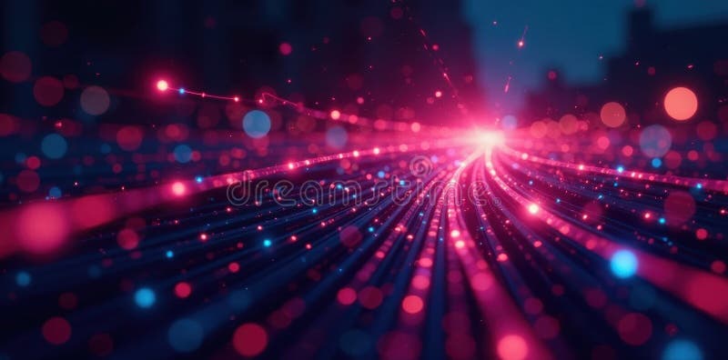 Abstract Image of Light Streaks Representing Data Transfer Over Fiber ...