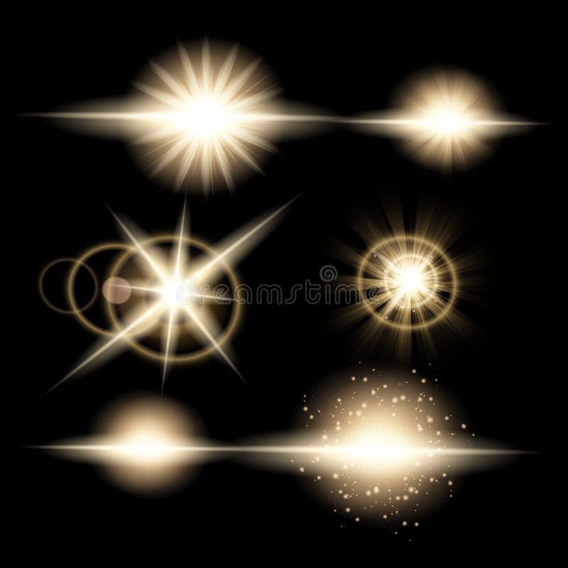 Abstract Image of Lighting Flare. Set of Golden Lights Stock Vector ...