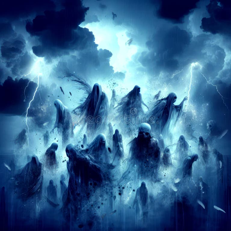 Abstract Image of Lost Souls Wandering through the Clouds Stock ...