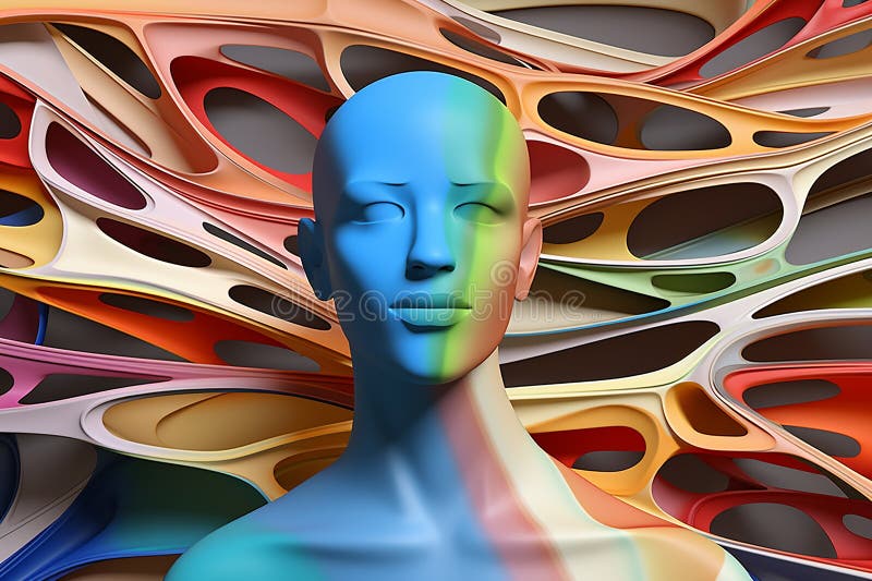 Abstract Image of a Man in Colorful Waves Stock Illustration ...