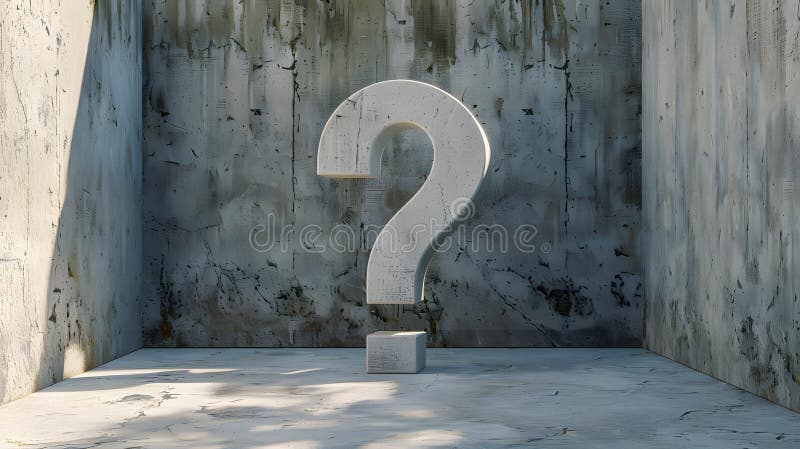 An Abstract Question Mark in a Grungy Concrete Room, Symbolizing ...