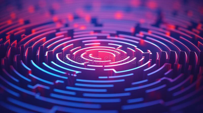 An Abstract Image of a Maze with Red and Blue Lights, AI Stock ...