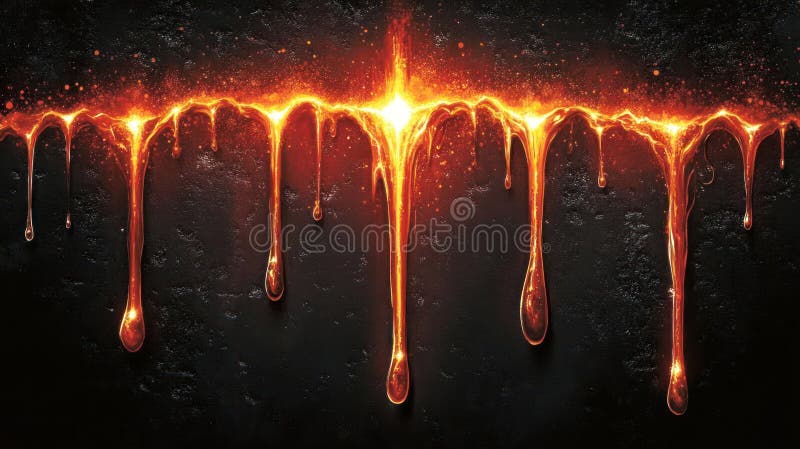 Abstract Image of Molten Lava Dripping Against a Dark Background ...