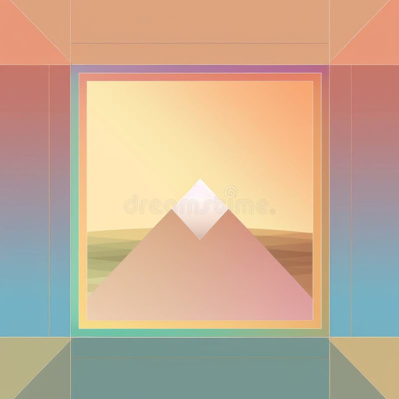 An Abstract Image of a Mountain in a Square Frame Stock Illustration ...