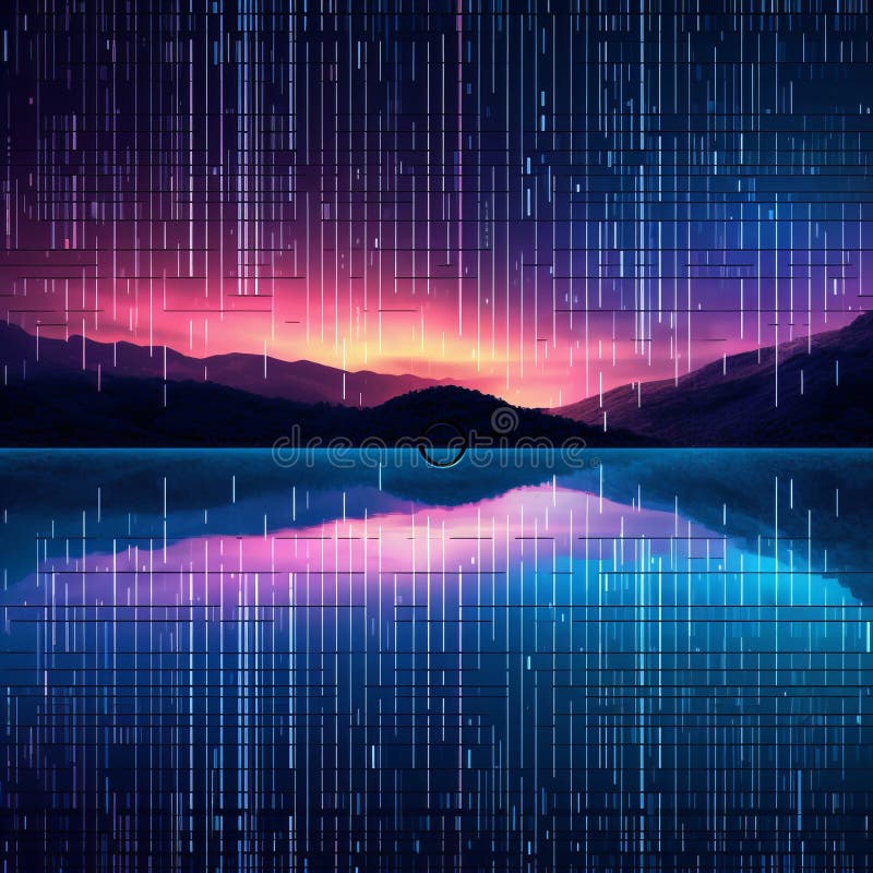 An Abstract Image of a Mountain and Water with a Colorful Sky in the ...