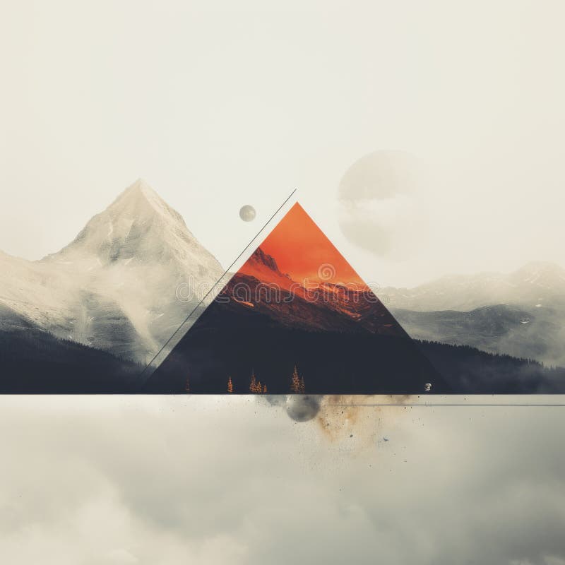 An Abstract Image of Mountains and Clouds with a Triangle in the Middle ...