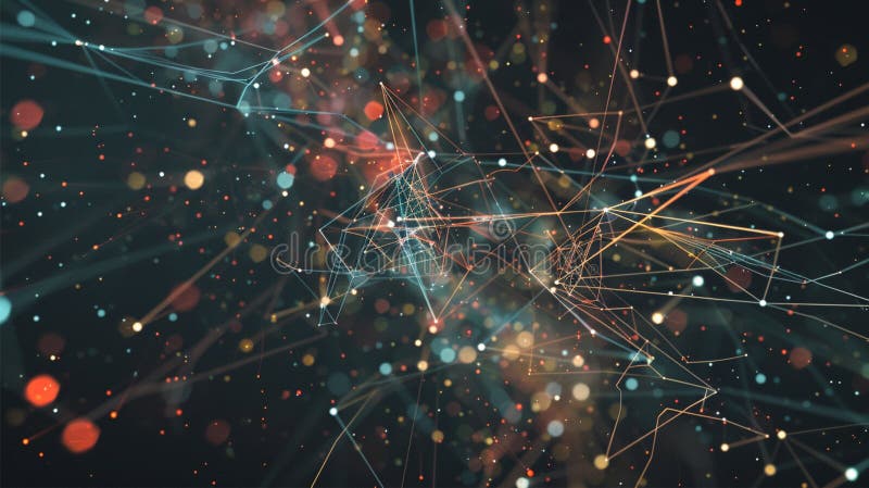 Abstract Image of Networks and Points of Light on a Dark Background ...