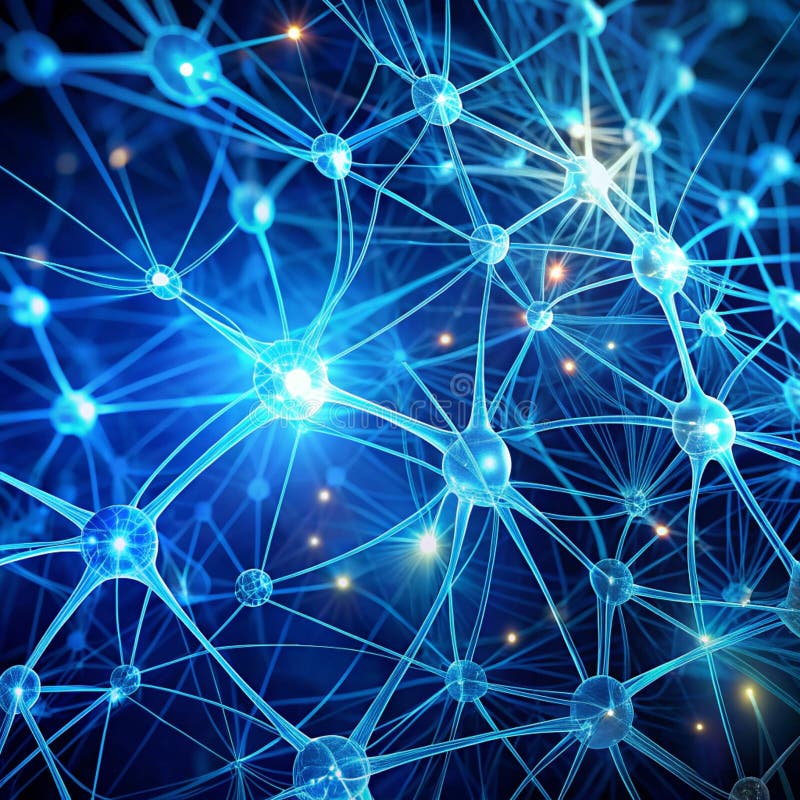 Abstract Image of Neural Connections on Blue Background Stock ...