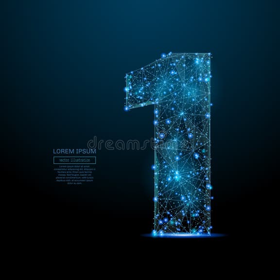 Number one low poly blue stock vector. Illustration of metal - 99195829
