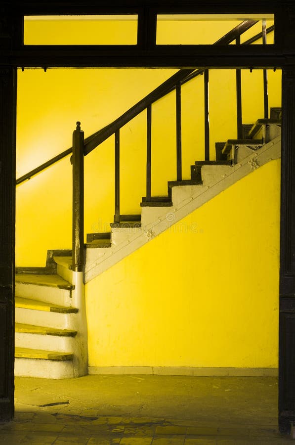 Yellow staircase. stock photo. Image of fancy, interior - 100978478