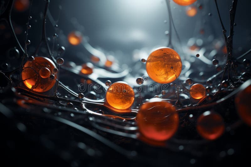 An Abstract Image of Orange Balls Floating in Water Stock Illustration ...