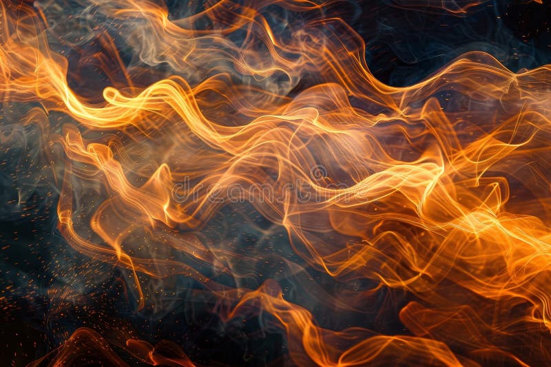 An Abstract Image of Orange and White Flames Flickering on a Black ...