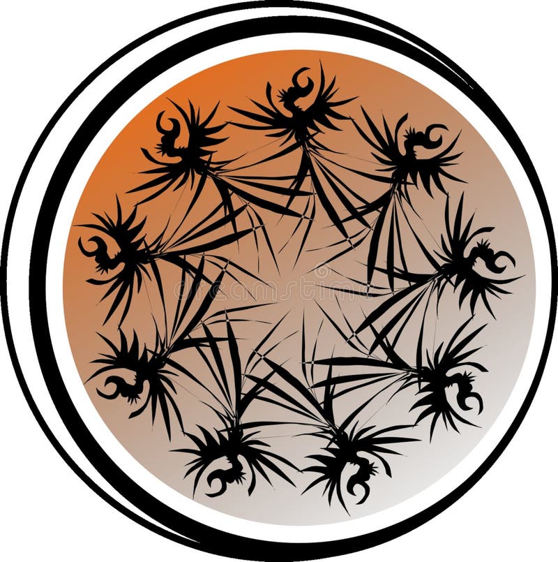 Abstract Image. Phoenix in a Circle Pattern in Gradient-orange Color ...