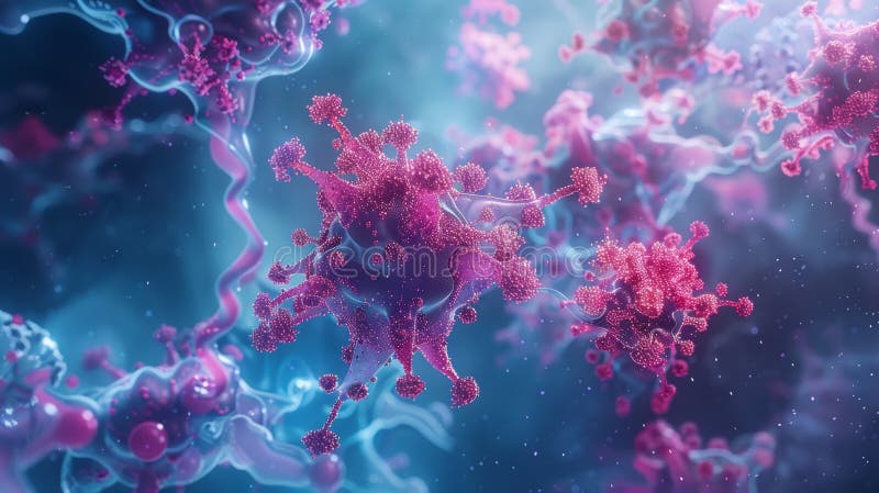 Abstract Image of Pink and Blue Bio-organic Structures, Resembling ...