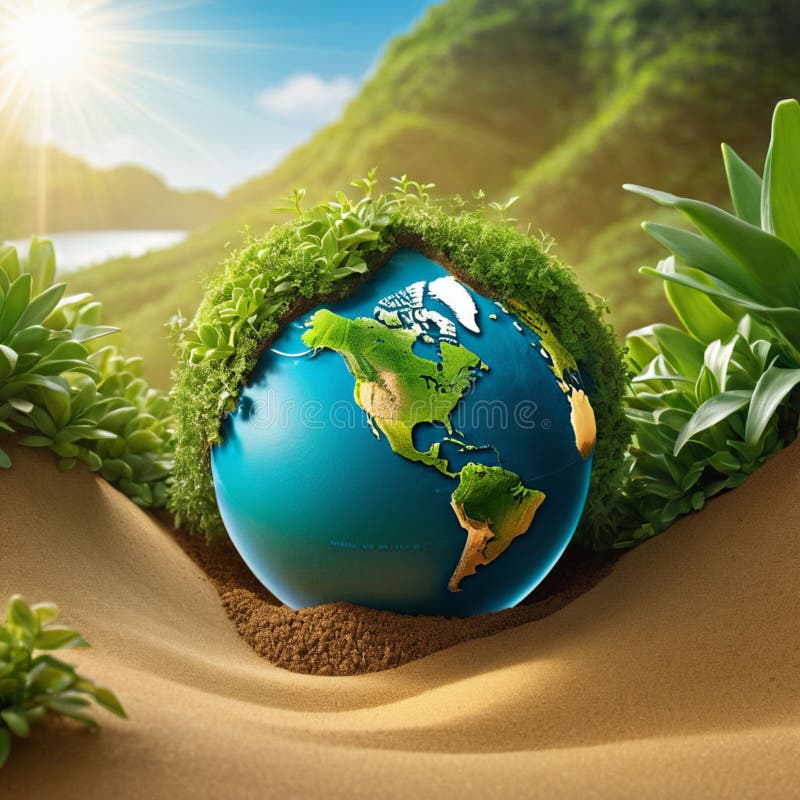 Abstract Image of Planet Earth in Sand Stock Photo - Image of beach ...