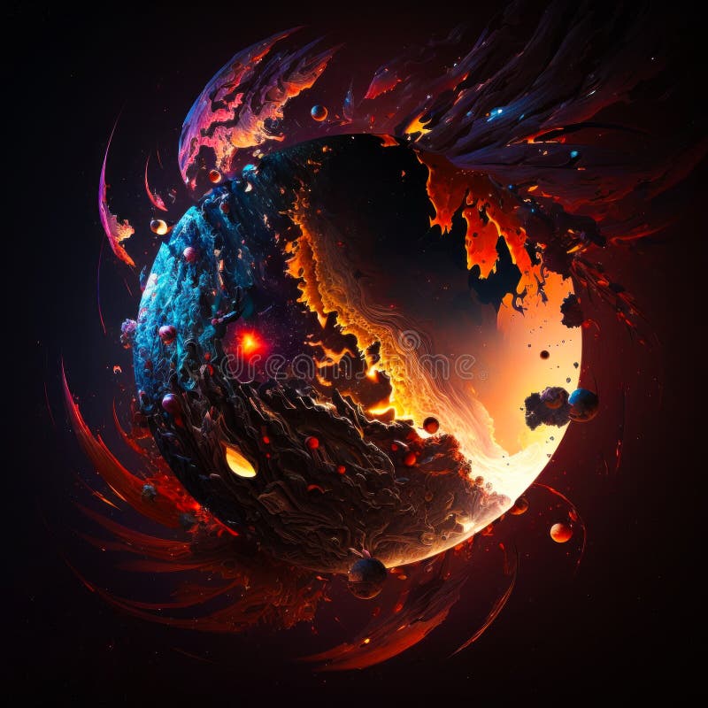 An Abstract Image of Planet with Fire and Flames. Generative AI Stock ...