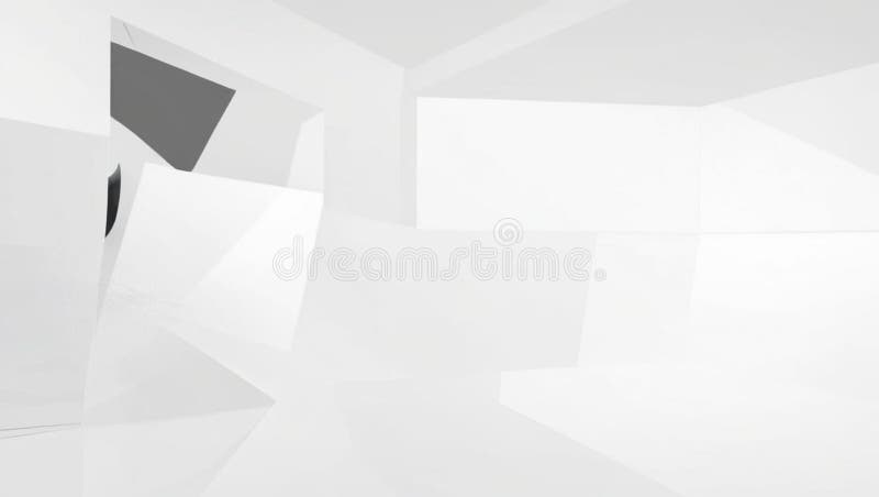 Abstract White Interior Space with Overlapping Geometric Forms and Soft ...