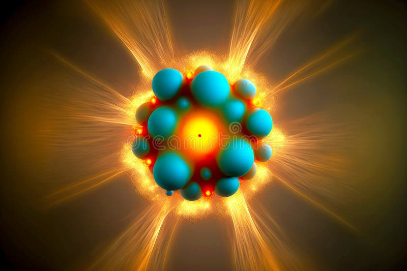 Abstract Image of Protons and Neutrons on Atom Orbit Stock Illustration ...