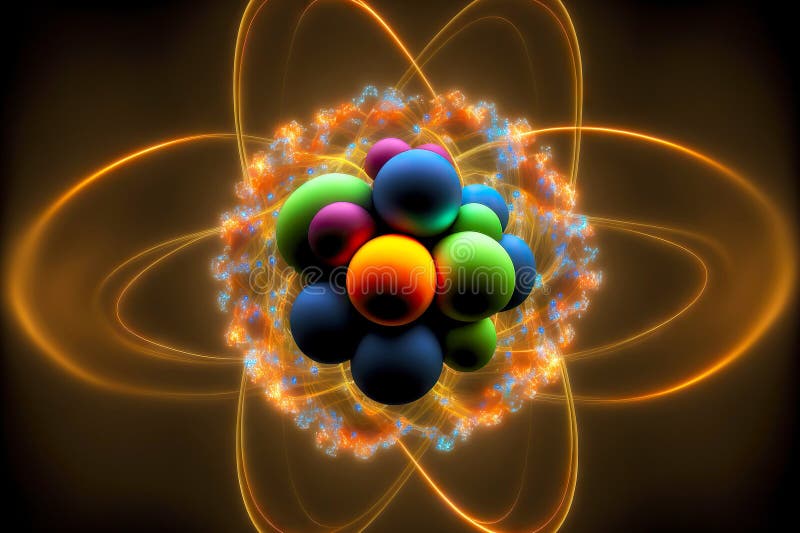 Abstract Image of Protons and Neutrons on Atom Orbit Stock Illustration ...
