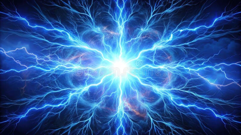 Abstract Image of a Radiant Energy Burst with Bright Blue Electrical ...