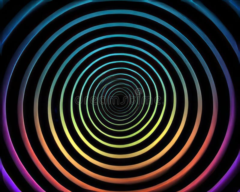 An Abstract Image of a Rainbow Colored Vortex on a Black Background ...