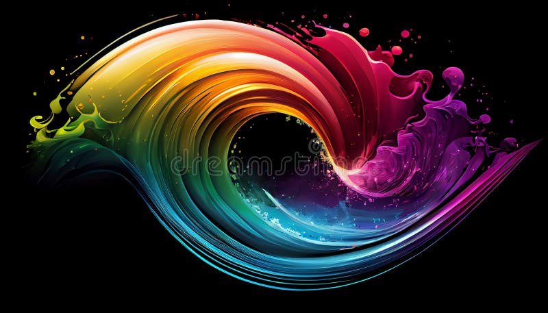 An Abstract Image of a Rainbow-colored Wave Emanating from the Center ...