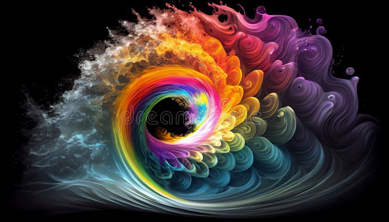 An Abstract Image of a Rainbow-colored Wave Emanating from the Center ...